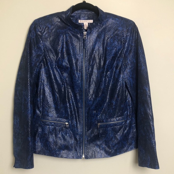 JM Collection | Jackets & Coats | Jm Collection Blue Snake Skin Pattern ...